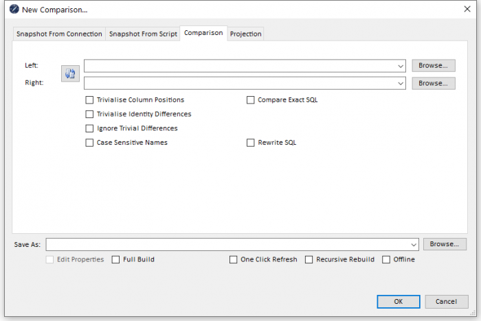 Comparison And Projection of databases in SQLCompass - SQLCompass