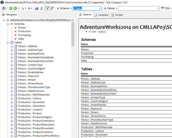 Navigation and Basic Filtering with databases in SQLCompass - SQLCompass