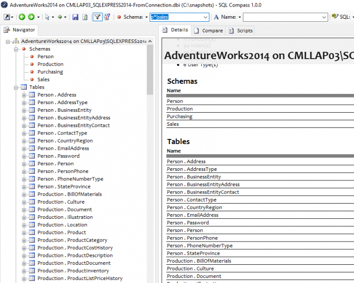 Navigation and Basic Filtering with databases in SQLCompass - SQLCompass