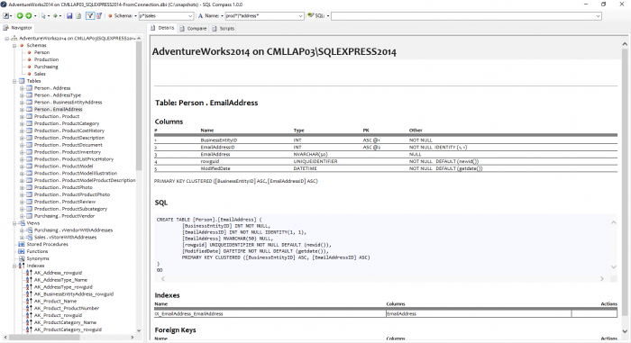 Navigation and Basic Filtering with databases in SQLCompass - SQLCompass