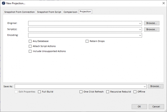 Comparison And Projection of databases in SQLCompass - SQLCompass
