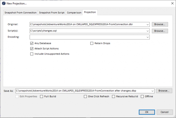 Comparison And Projection of databases in SQLCompass - SQLCompass