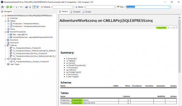 Filtering on SQL with our in-memory, offline model - SQLCompass